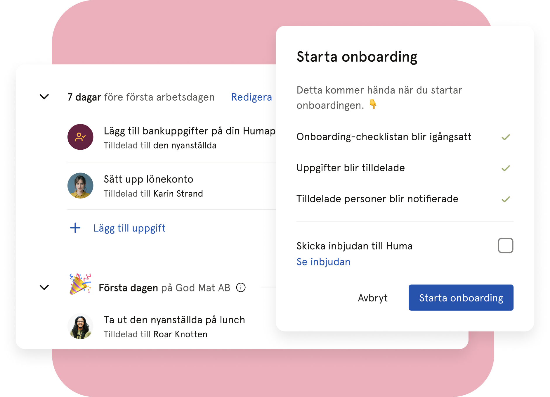 Onboarding Modul Huma | Värdet ligger i en sömlös start