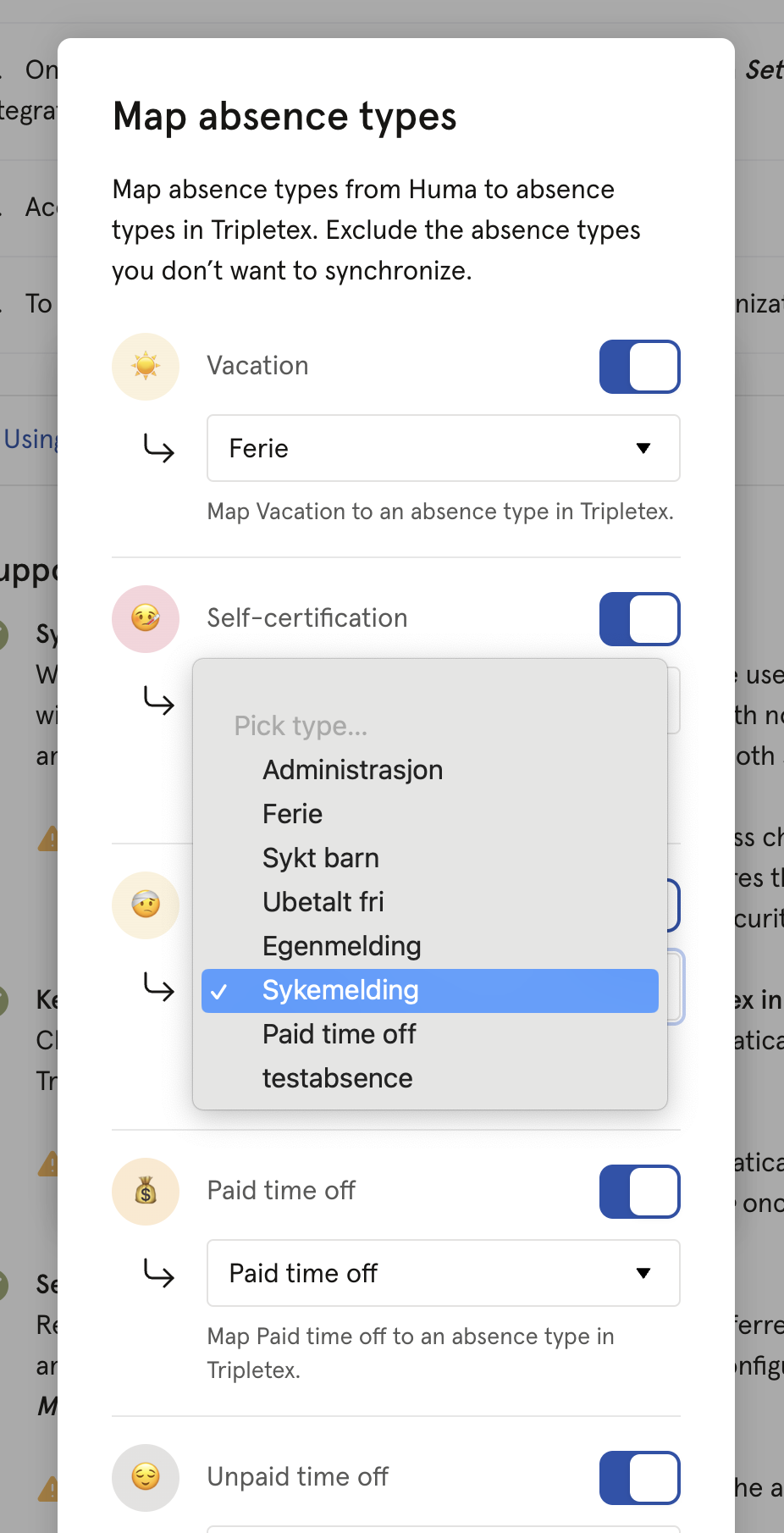This is how Absences in Integrations works