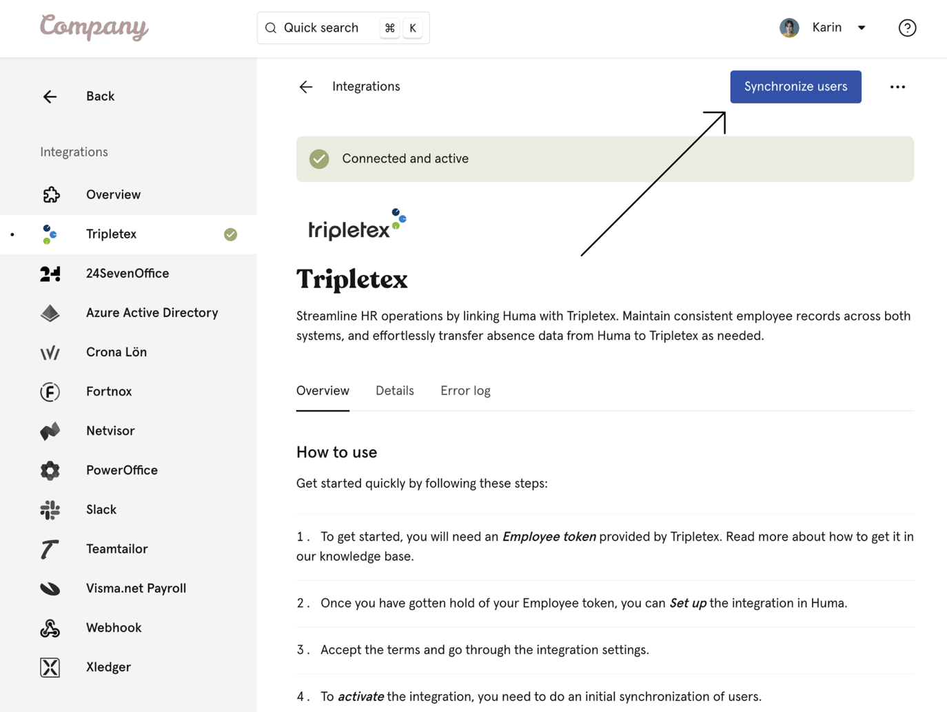 Tripletex integration